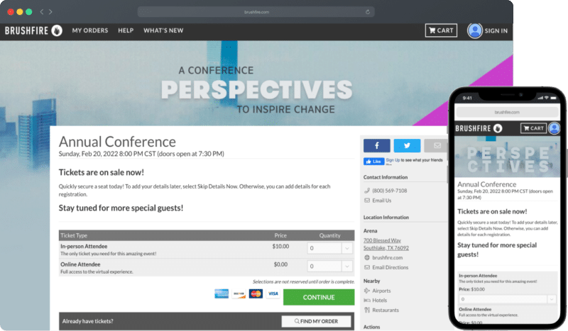 Brushfire — Ticketing & Registration Platform